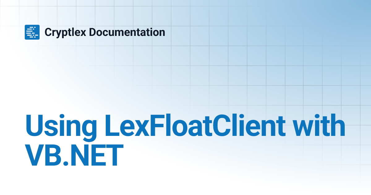 Using LexFloatClient with VB.NET | Cryptlex Documentation